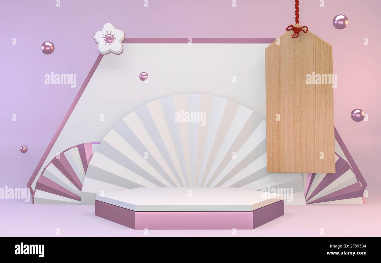 Abstract white and purple japanese Podium modern geometric .3D ...
