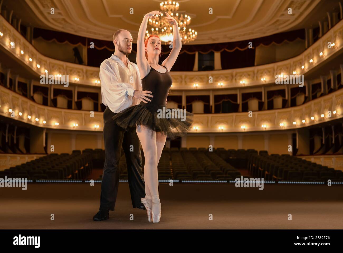 Dancers on stage in ballet theatre Stock Photo - Alamy