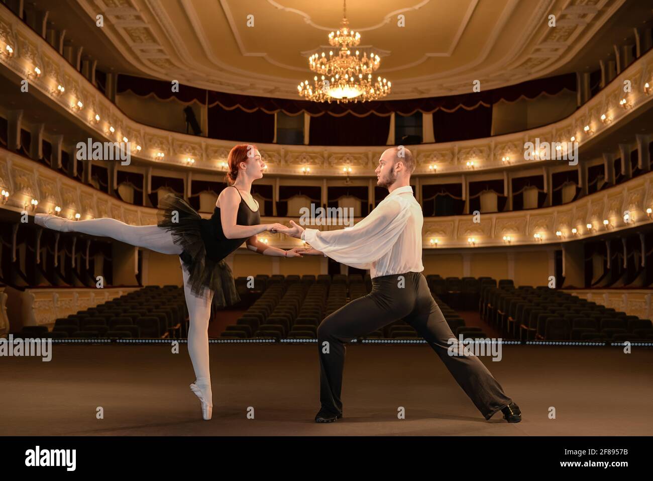 Dancers on stage in ballet theatre Stock Photo - Alamy