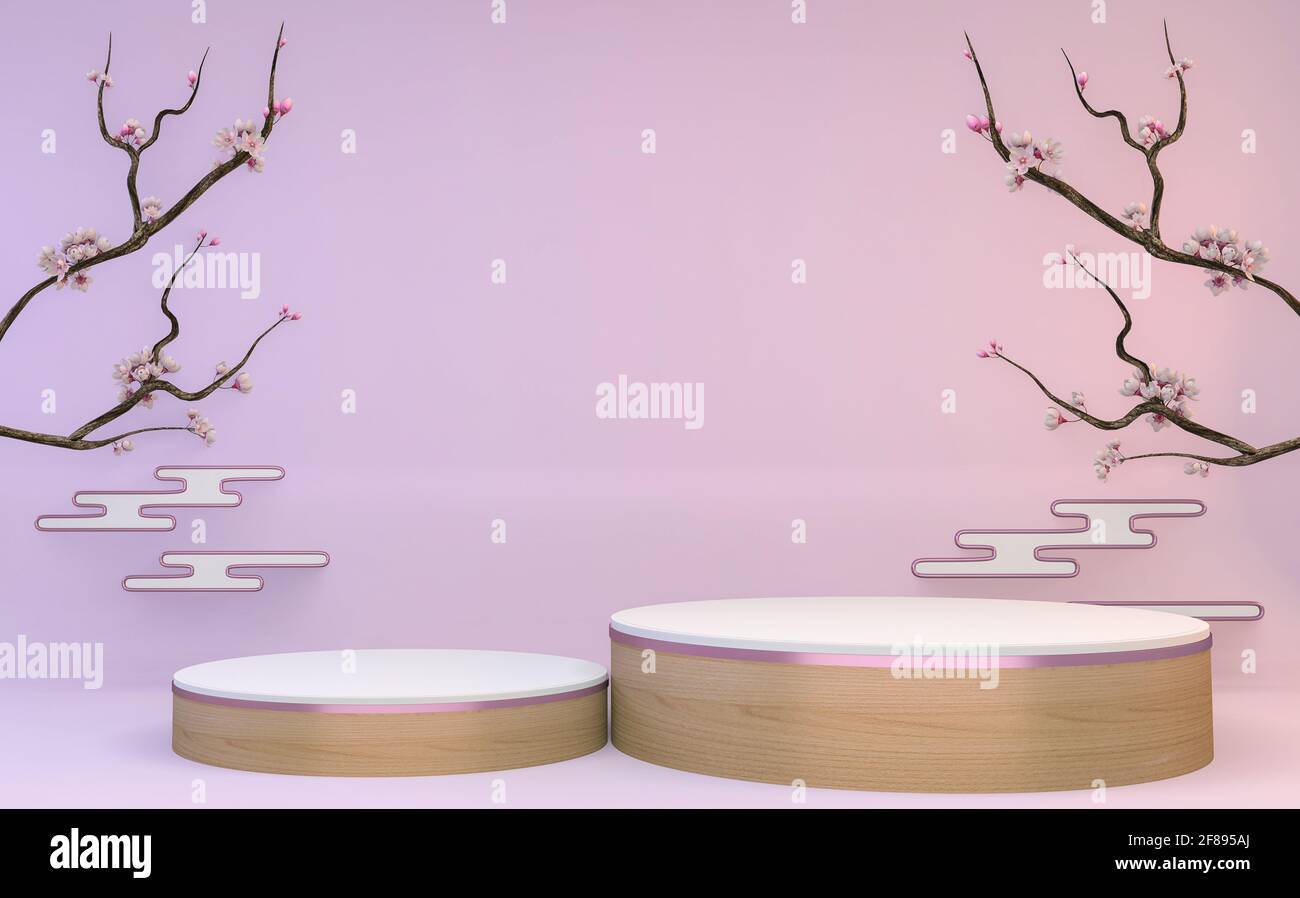 Abstract white and purple japanese Podium modern geometric .3D ...