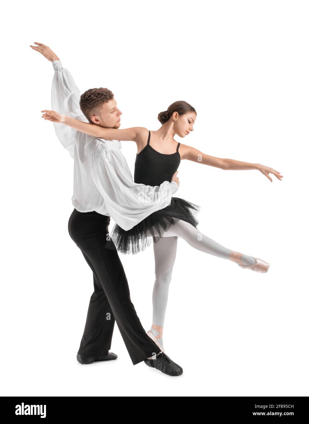 Young ballet dancers on white background Stock Photo - Alamy