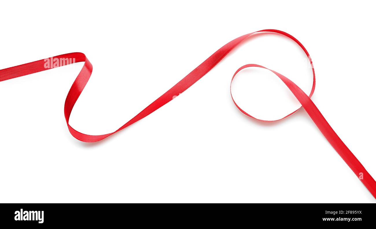 Red ribbon on white background Stock Photo - Alamy