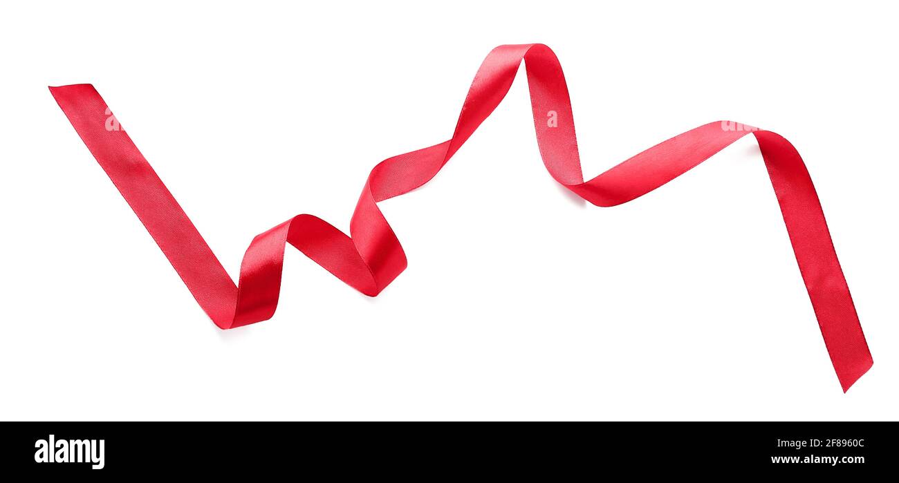 Red ribbon on white background Stock Photo - Alamy