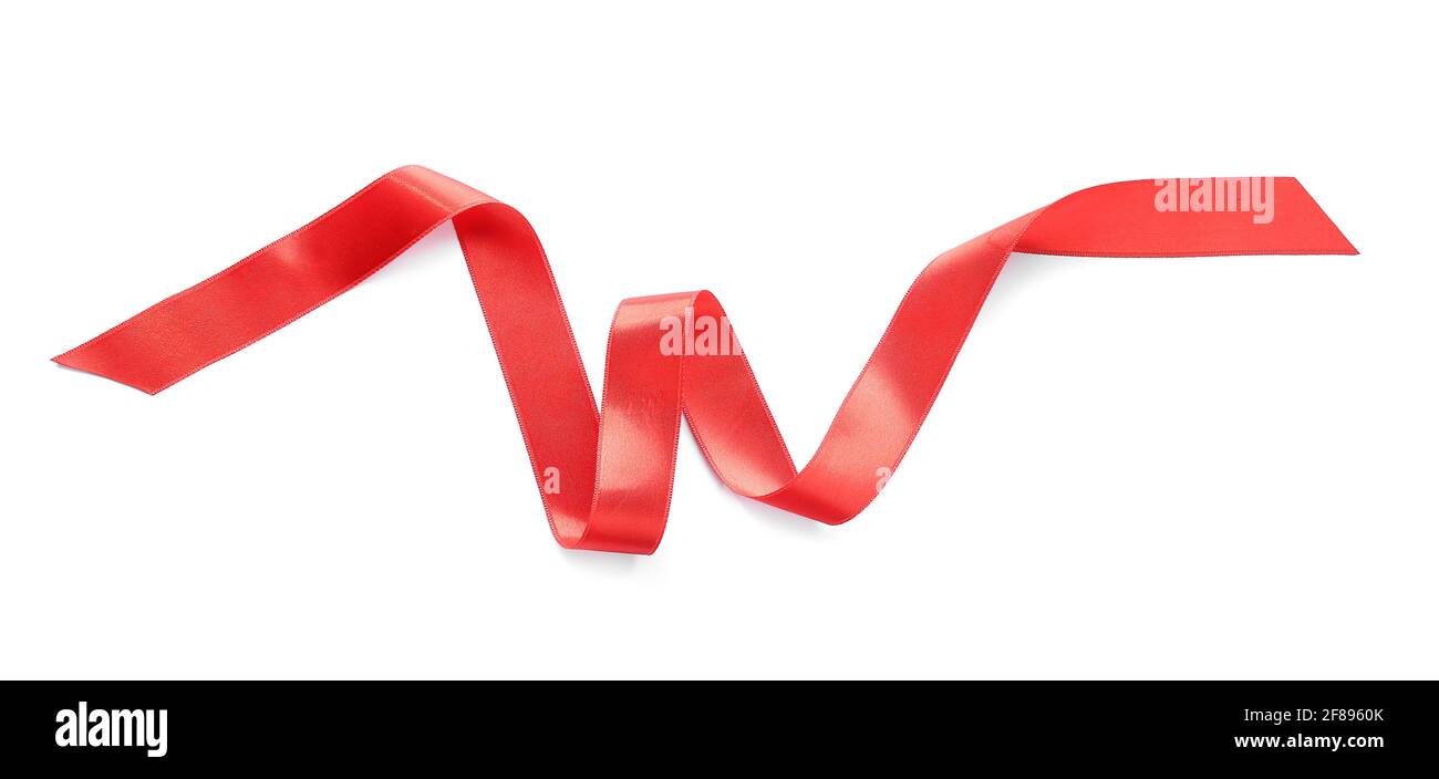 Red ribbon on white background Stock Photo - Alamy