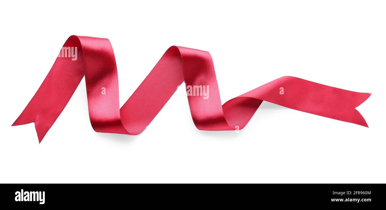Red ribbon on white background Stock Photo - Alamy