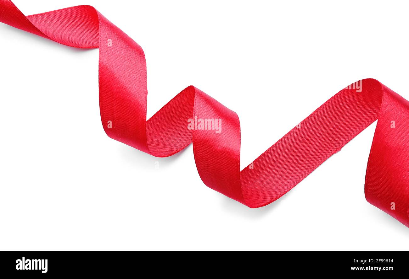 Red ribbon on white background Stock Photo - Alamy