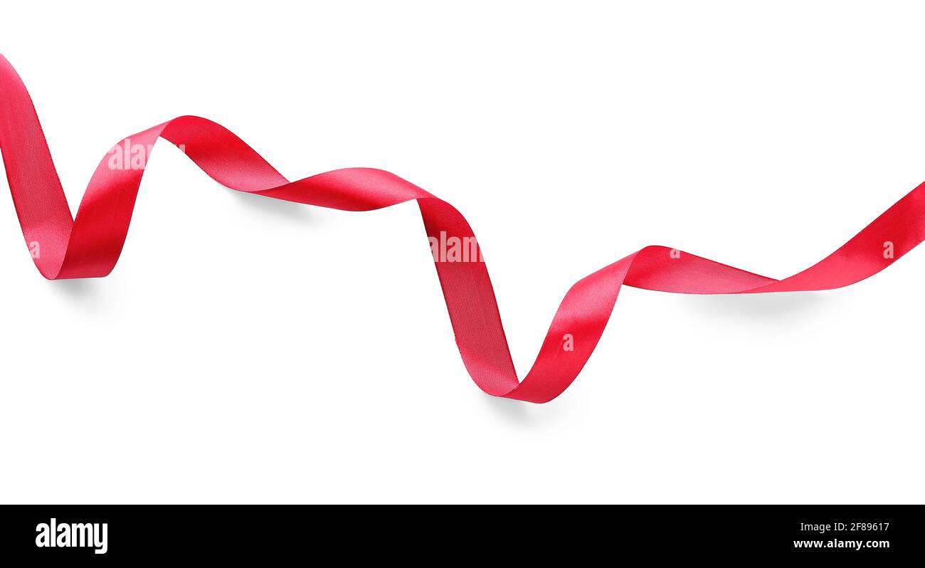 Red ribbon on white background Stock Photo - Alamy