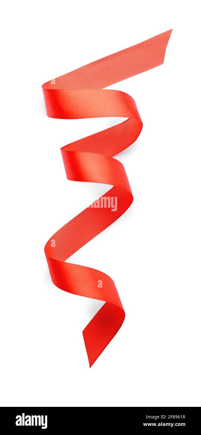 Red ribbon on white background Stock Photo - Alamy