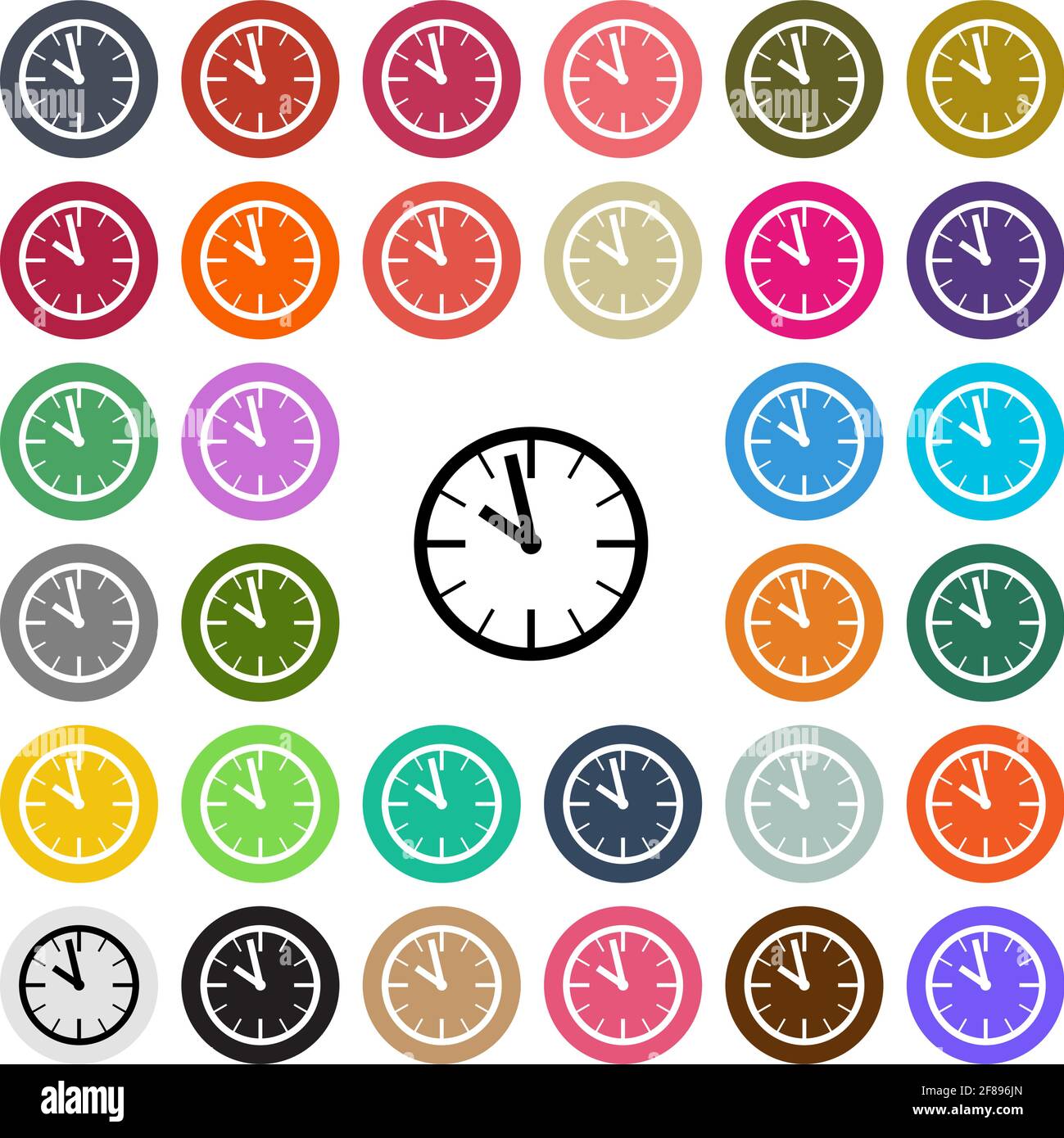 Vector modern Clock flat design icon set in button Stock Vector Image ...