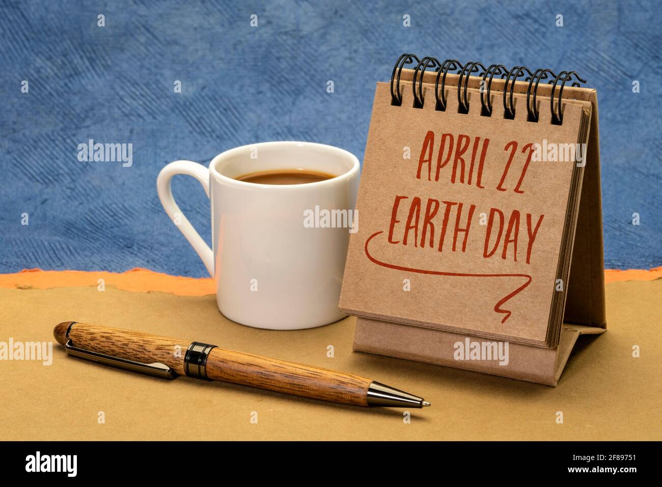 April 22 Earth Day reminder - handwriting in a small desktop calendar ...