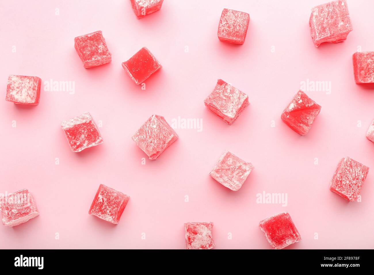 Turkish delight on color background Stock Photo - Alamy