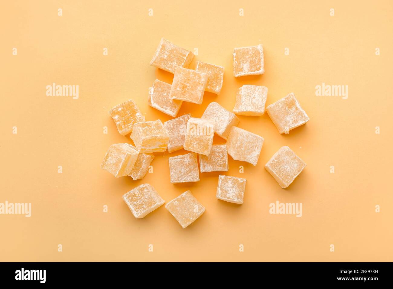 Turkish delight on color background Stock Photo - Alamy