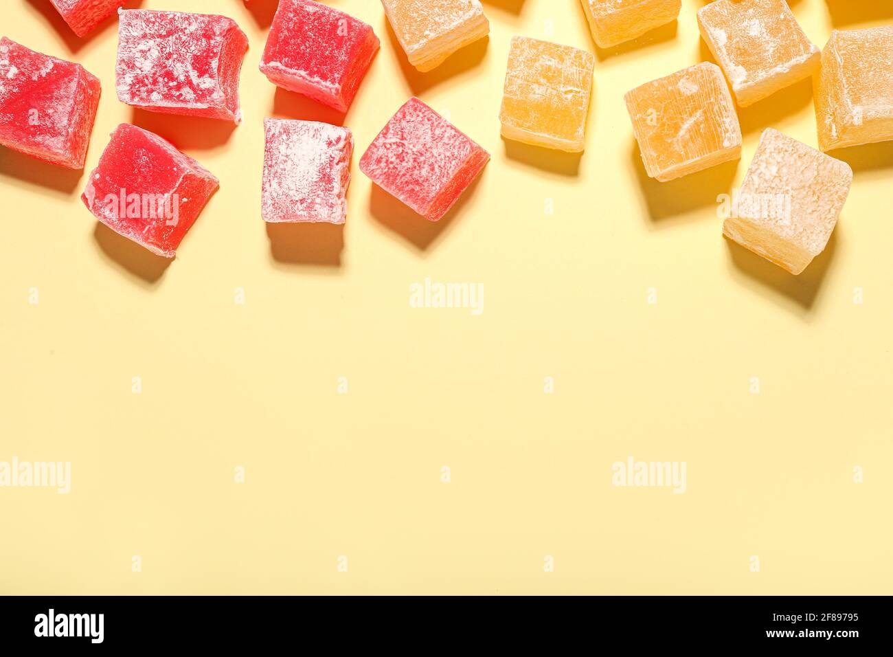 Turkish delight on color background Stock Photo - Alamy