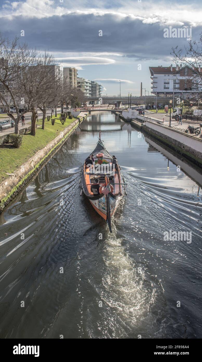 Boat in the Ria in Aveiro Stock Photo - Alamy