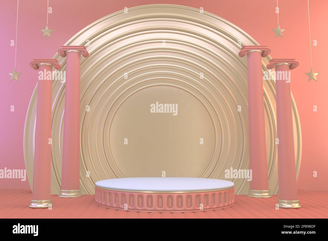 Pink podium show in pink color background.3D rendering Stock Photo - Alamy