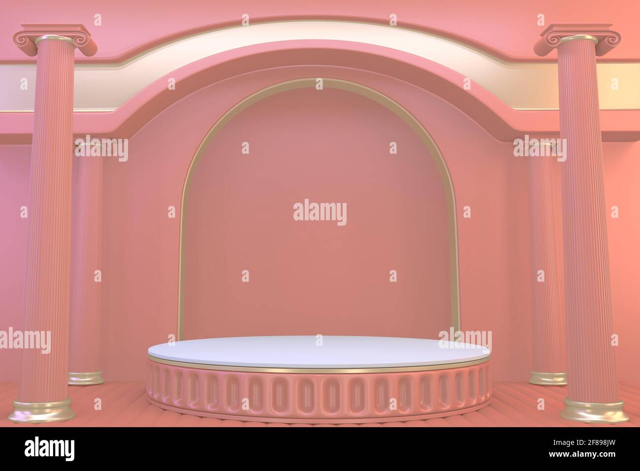 Pink podium show in pink color background.3D rendering Stock Photo - Alamy
