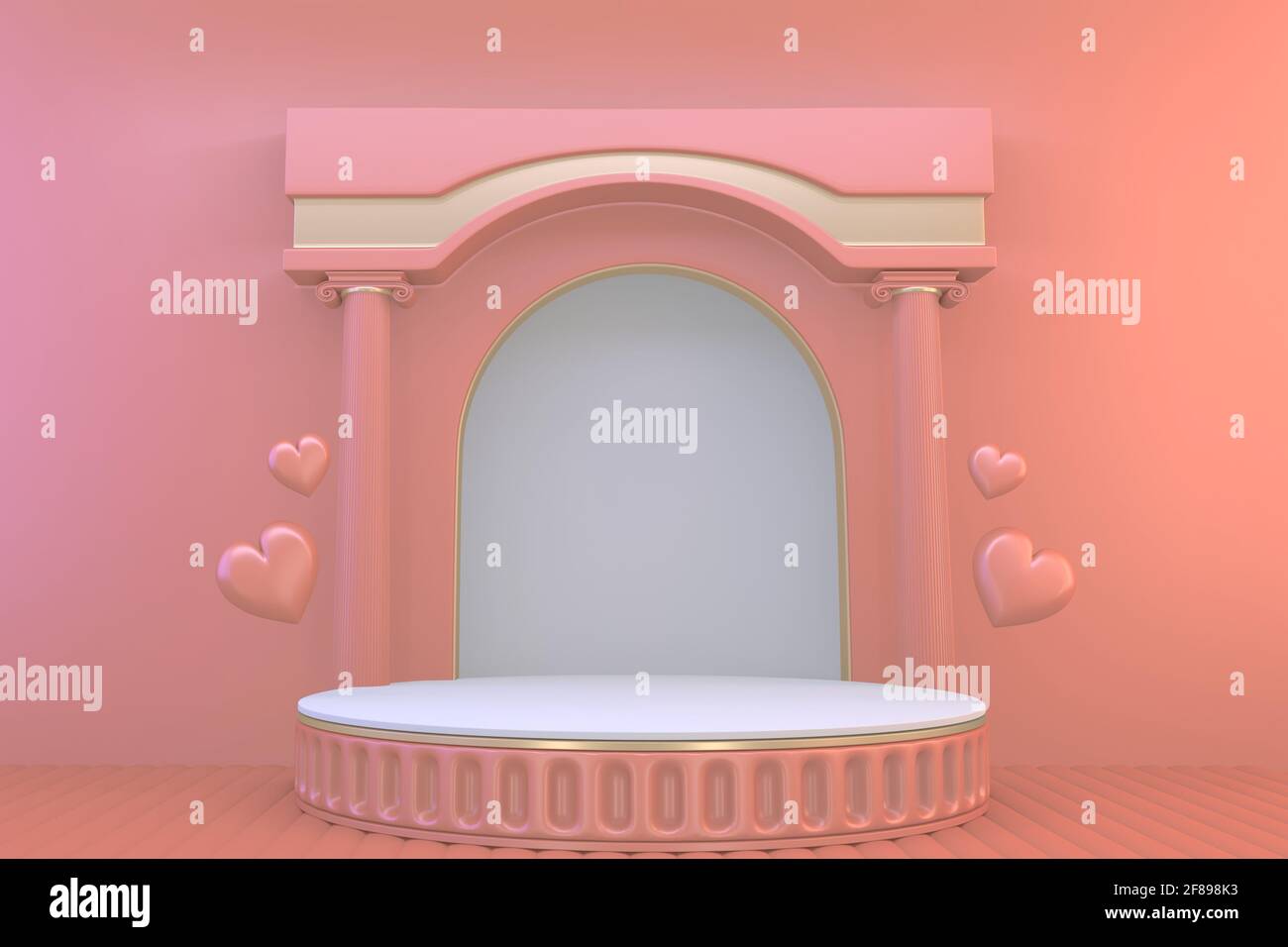 Pink podium show in pink color background.3D rendering Stock Photo - Alamy
