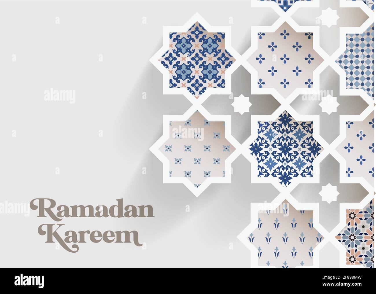 Muslim holiday Ramadan Kareem greeting card. Close-up of colorful ...