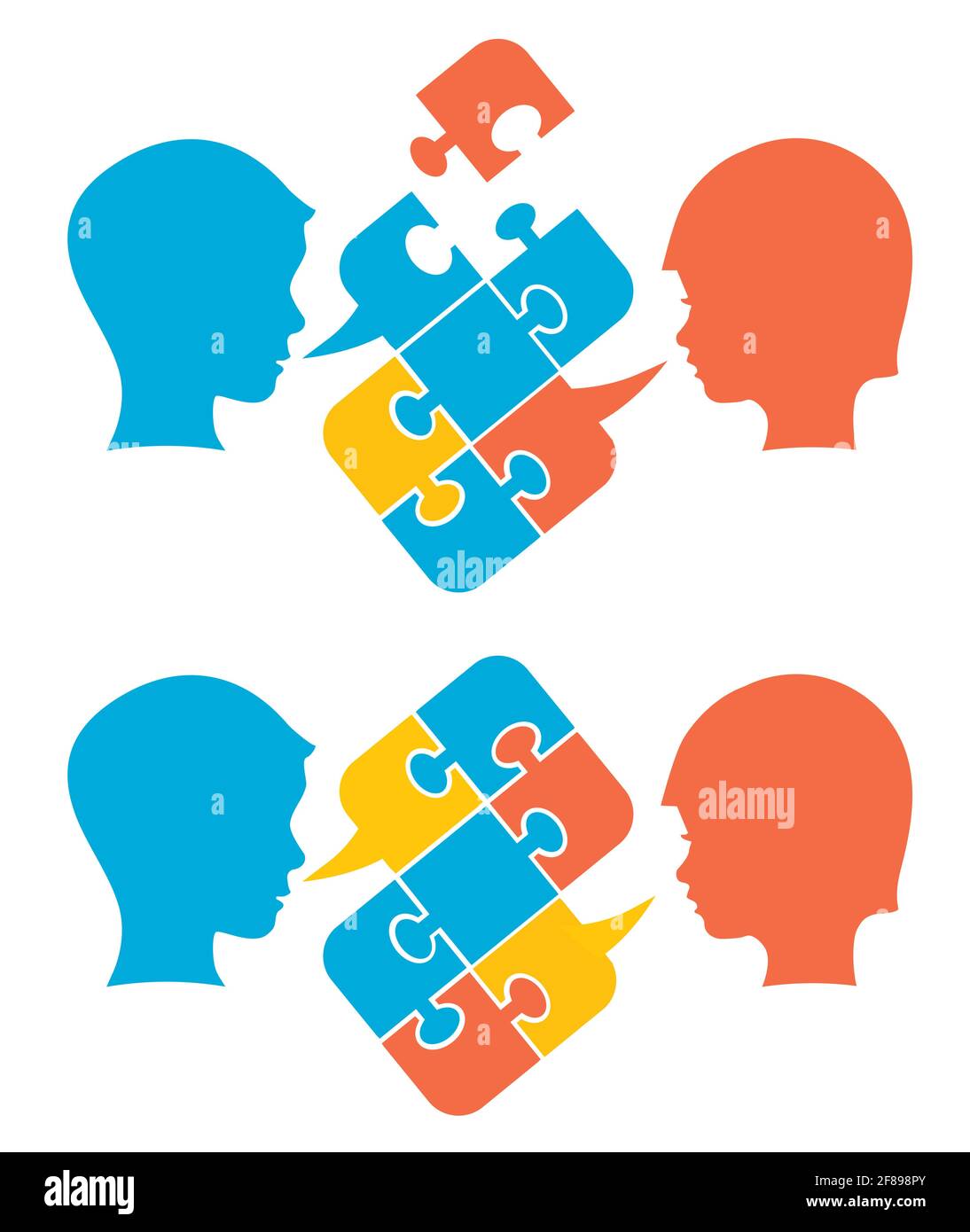 Little children, understanding and dialog. Little boy and little girl ...