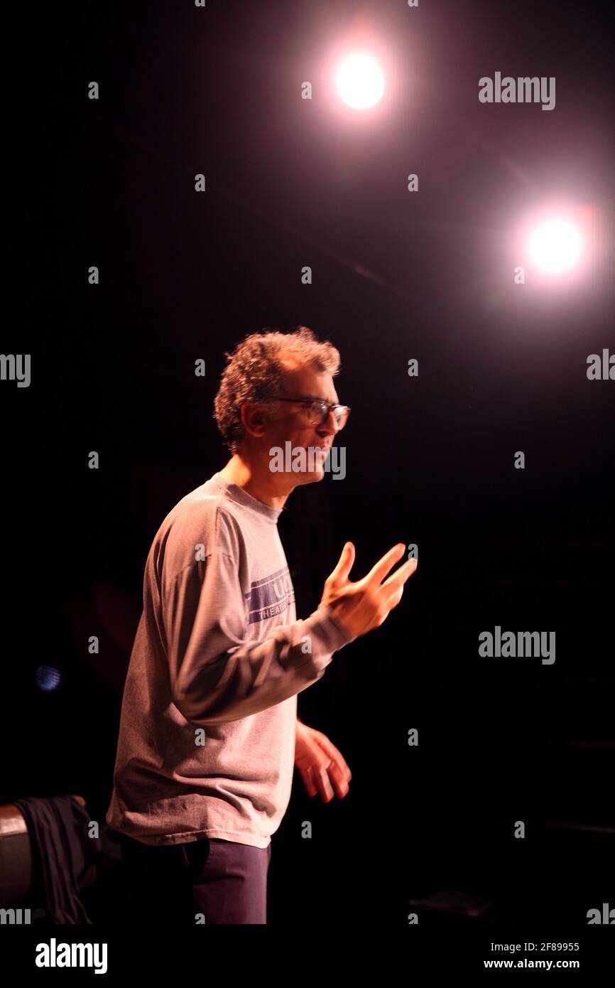Director Ramin Gray (spectacles) during the rehearsals of 'THE UGLY ONE ...