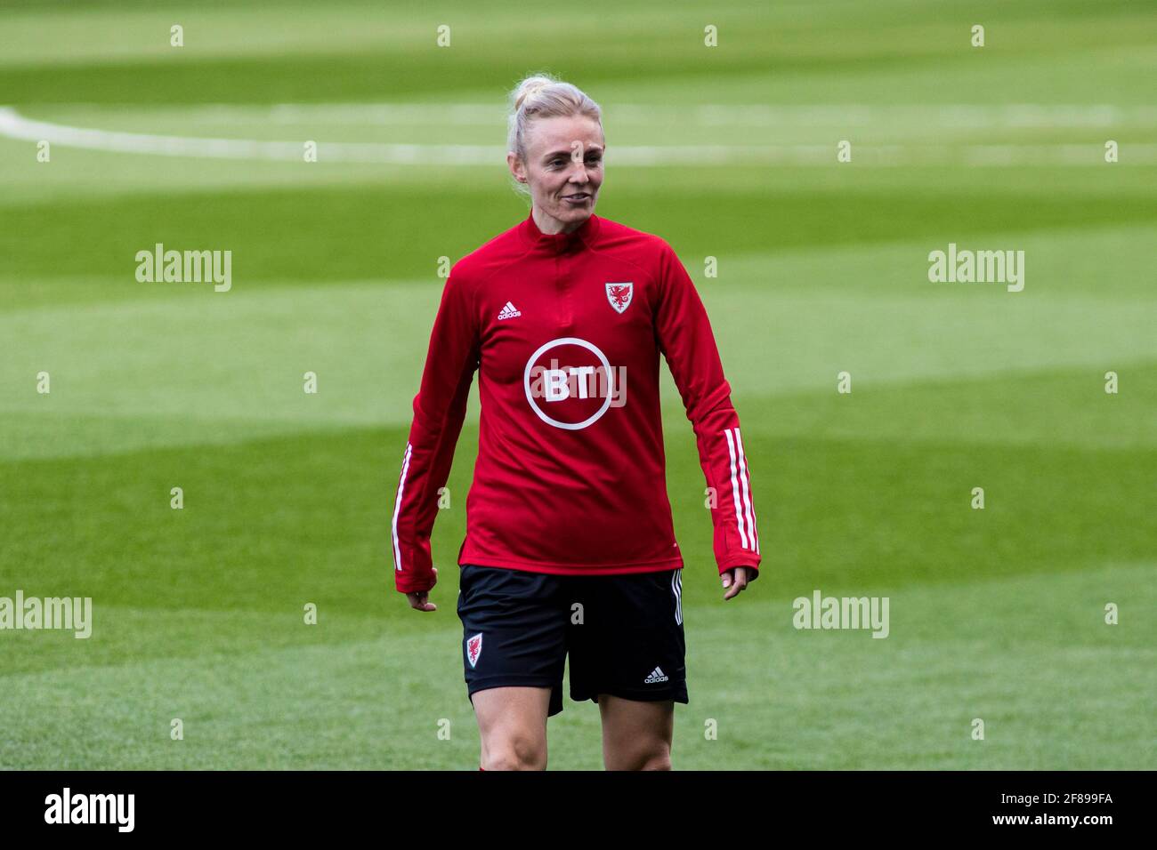 Cardiff, UK. 12th Apr, 2021. Sophie Ingle of Wales during training ...