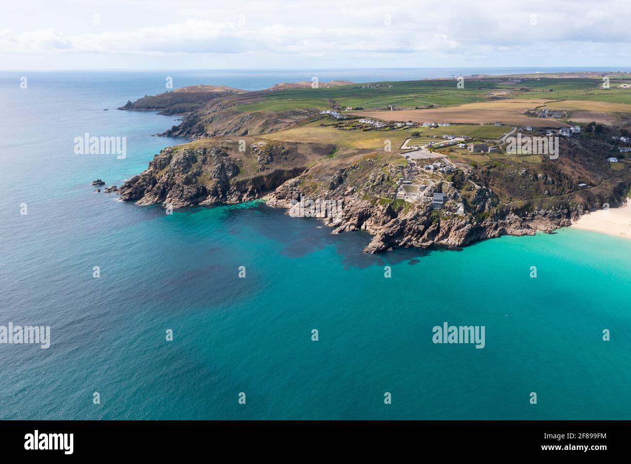 The Beautiful South West Coast of Cornwall captured from the air on a ...