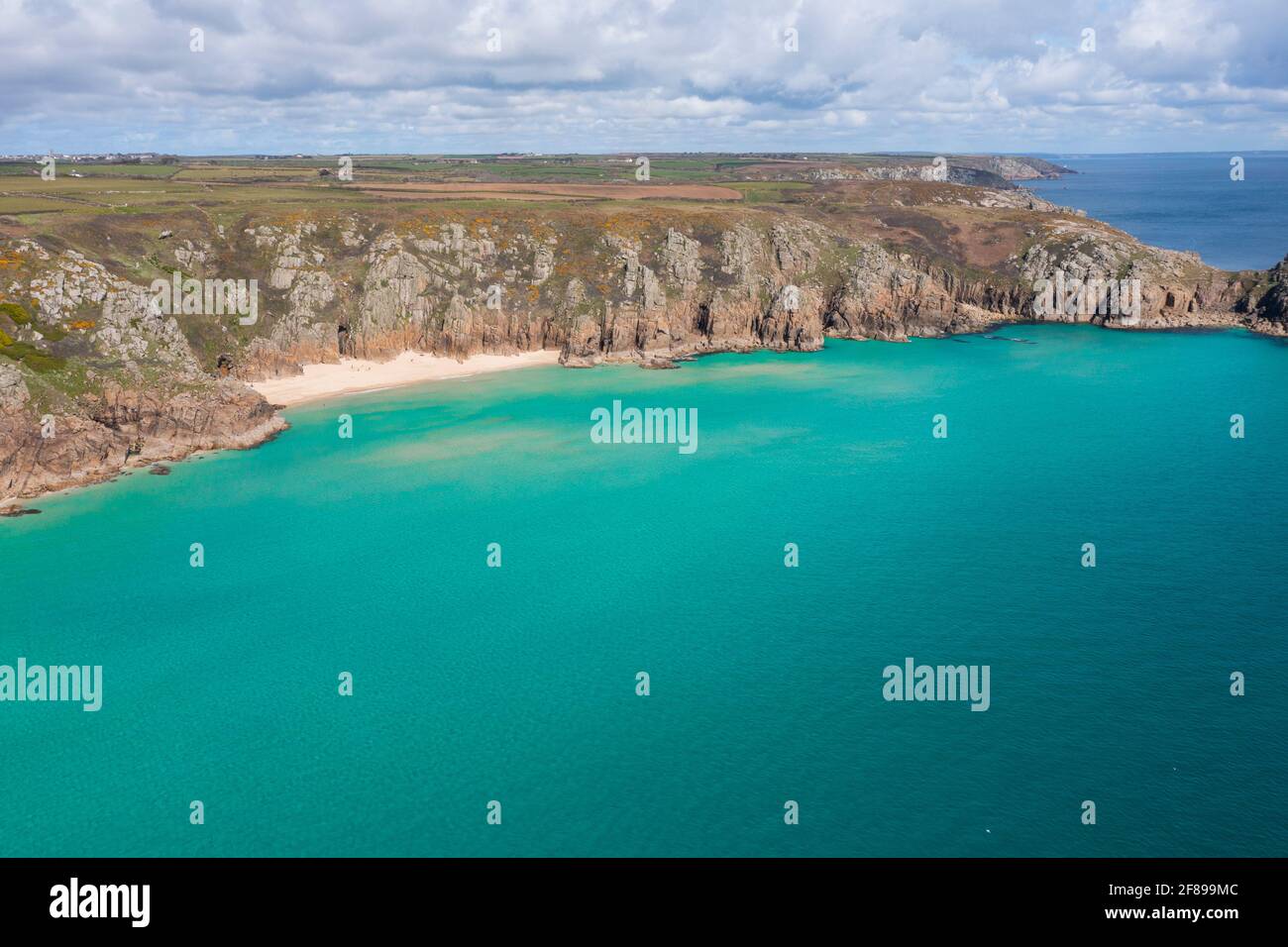 The Beautiful South West Coast of Cornwall captured from the air on a ...