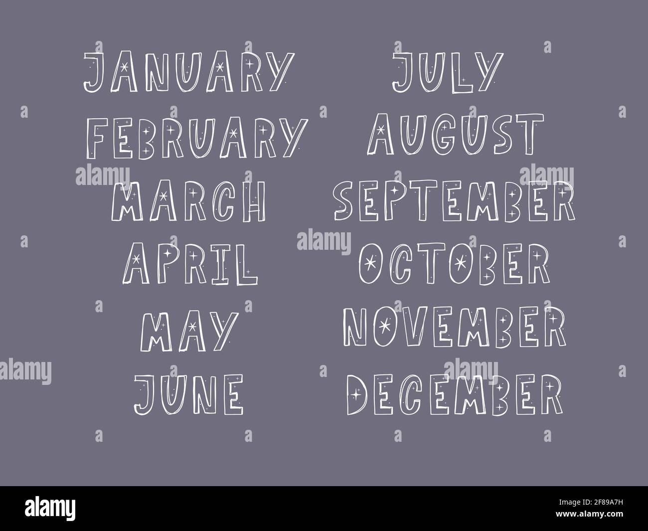 Handwritten names of months: December, January, February, March, April ...