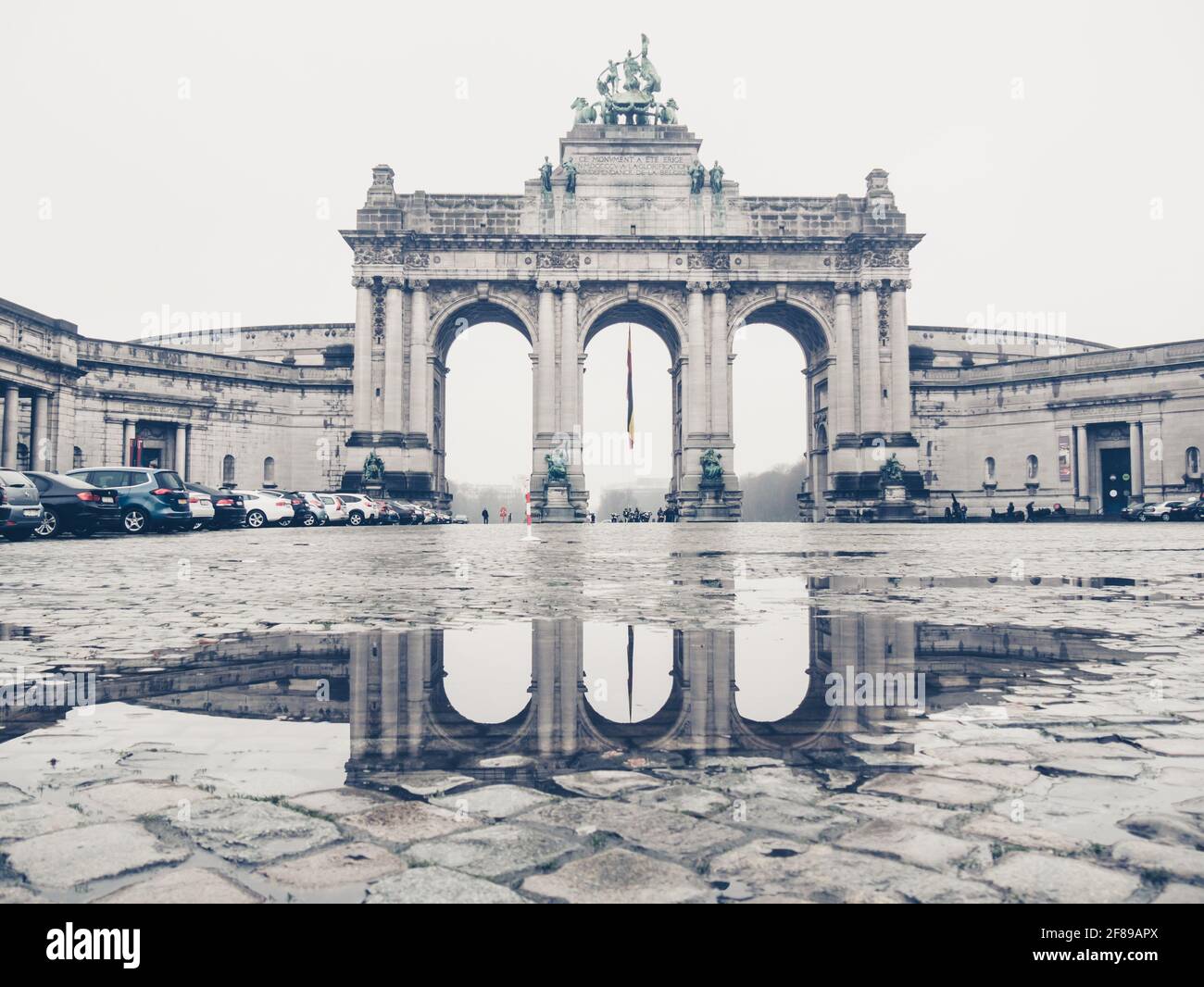 Triumphal arch in Cinquantenaire Parc in Brussels, Belgium Stock Photo ...