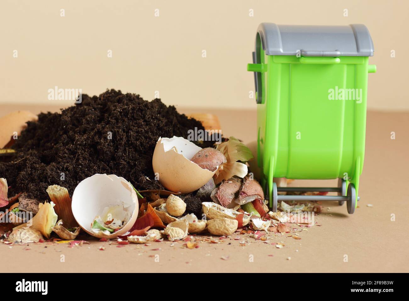 Organic waste, heap of biodegradable food compost with decomposed ...