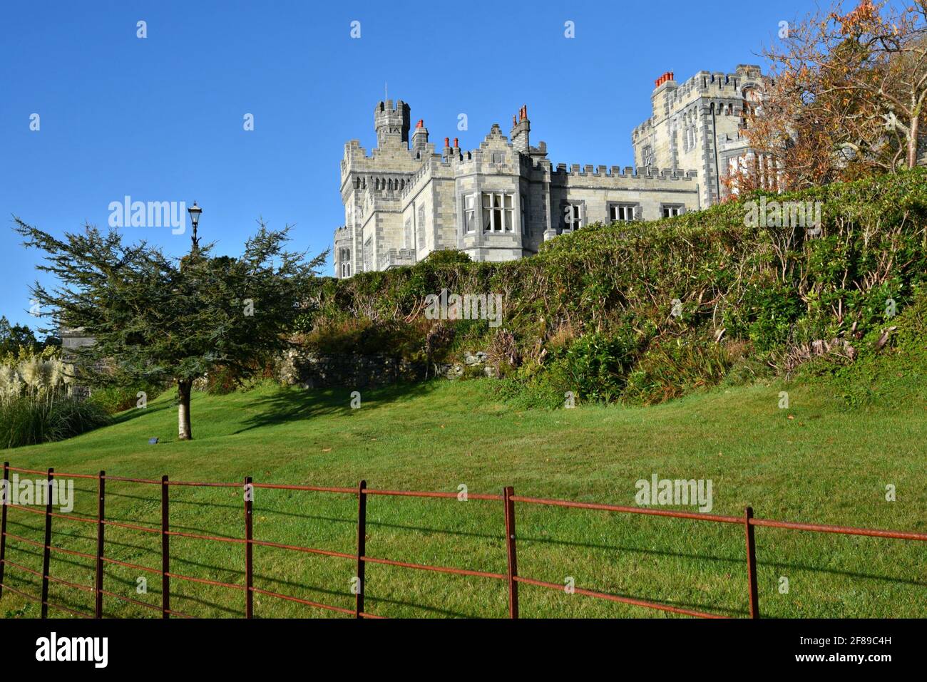 Landscape with scenic view of Kylemore Abbey Castle and Victorian ...