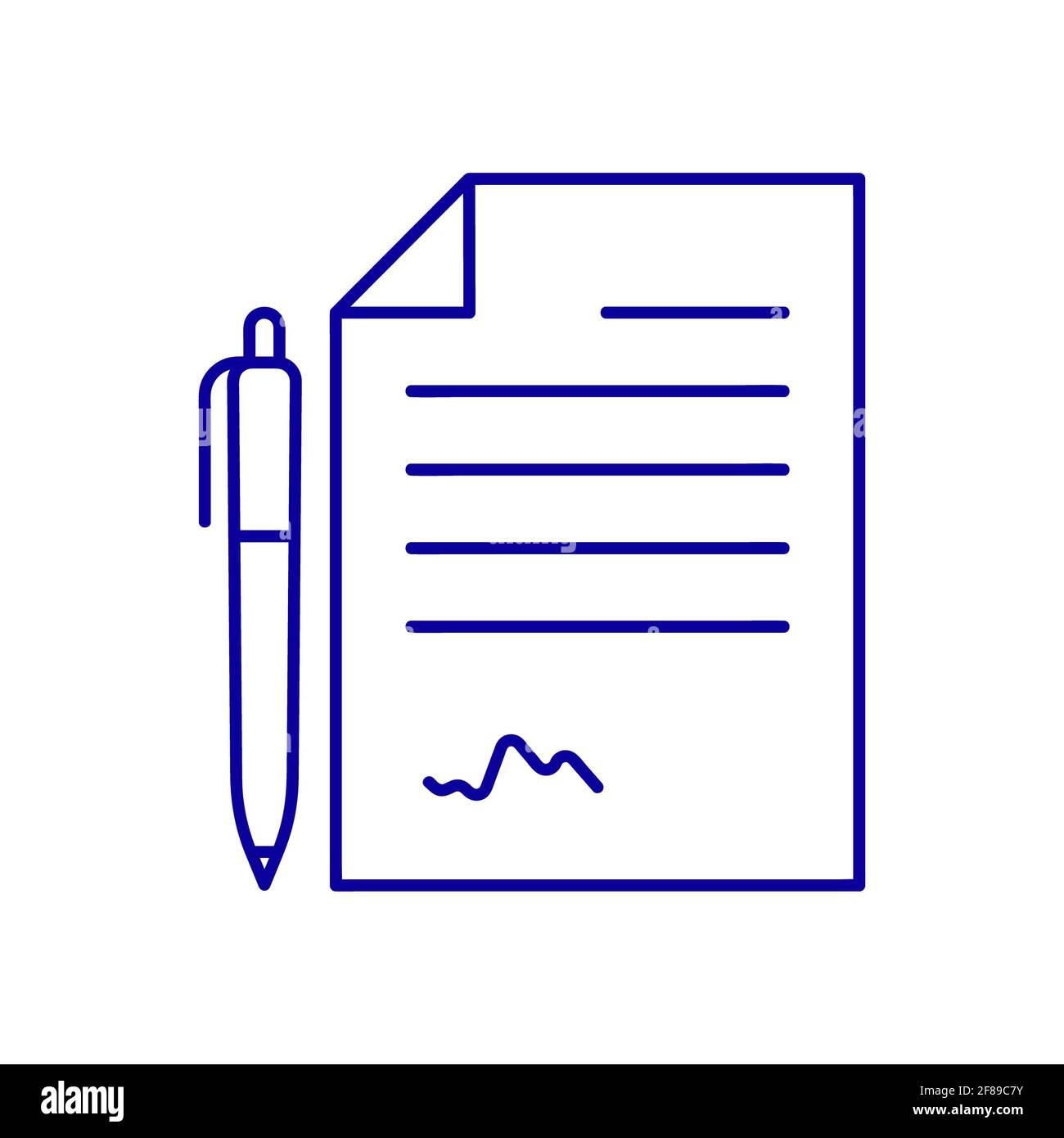 Document flat icon pen and signature symbol. Pictogram for web. Line ...