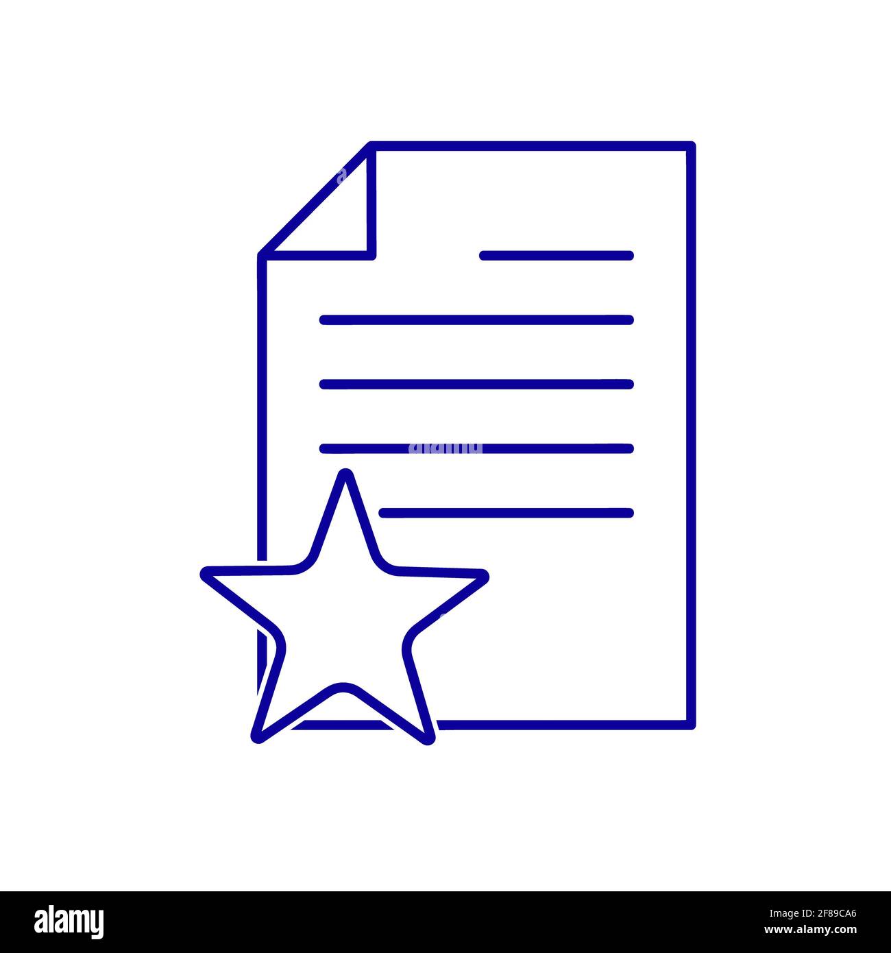 Document flat icon with favorite star icon. Pictogram for web. Line ...