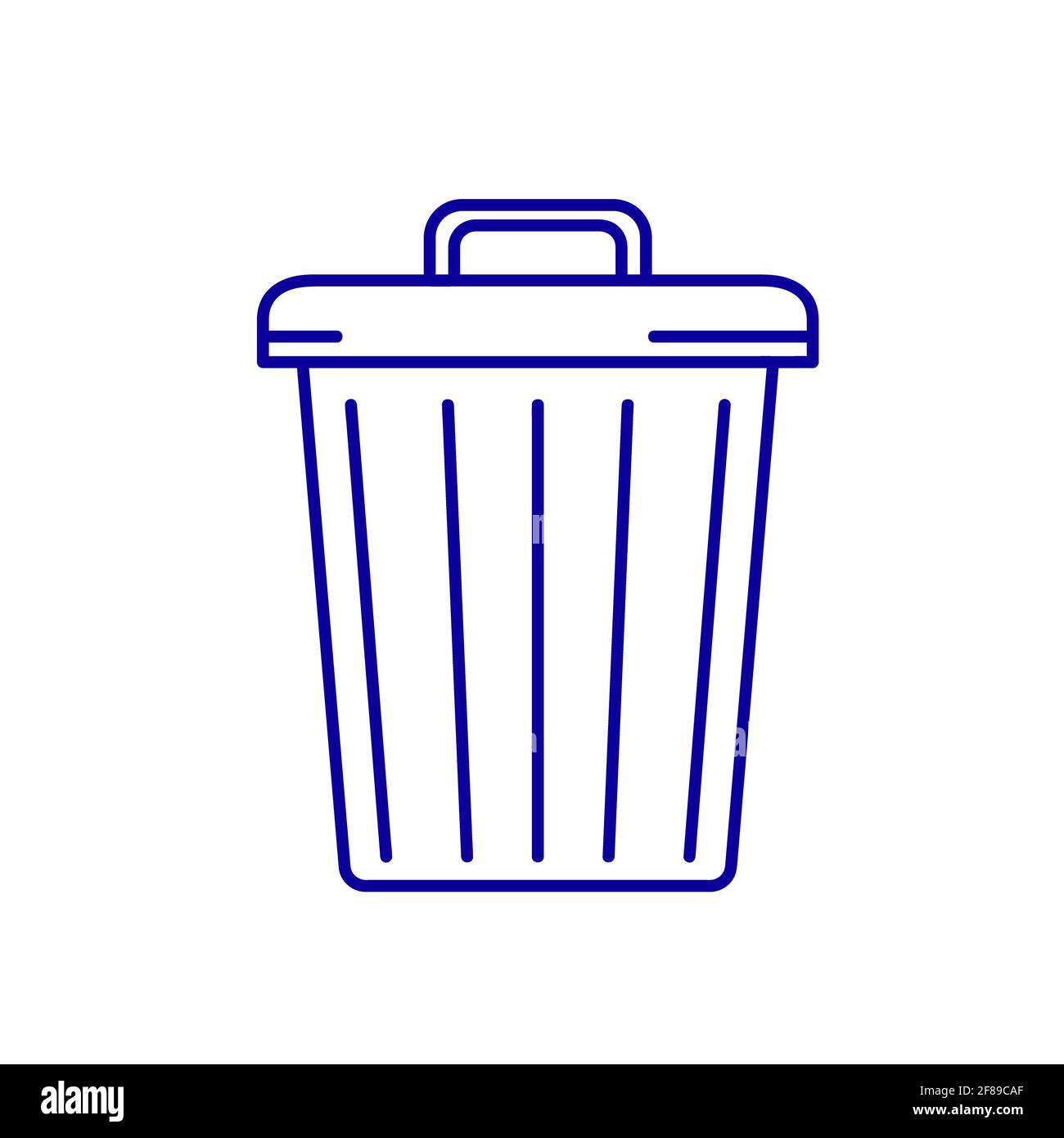 Trash bin flat icon. Pictogram for web. Line stroke. Isolated on white ...