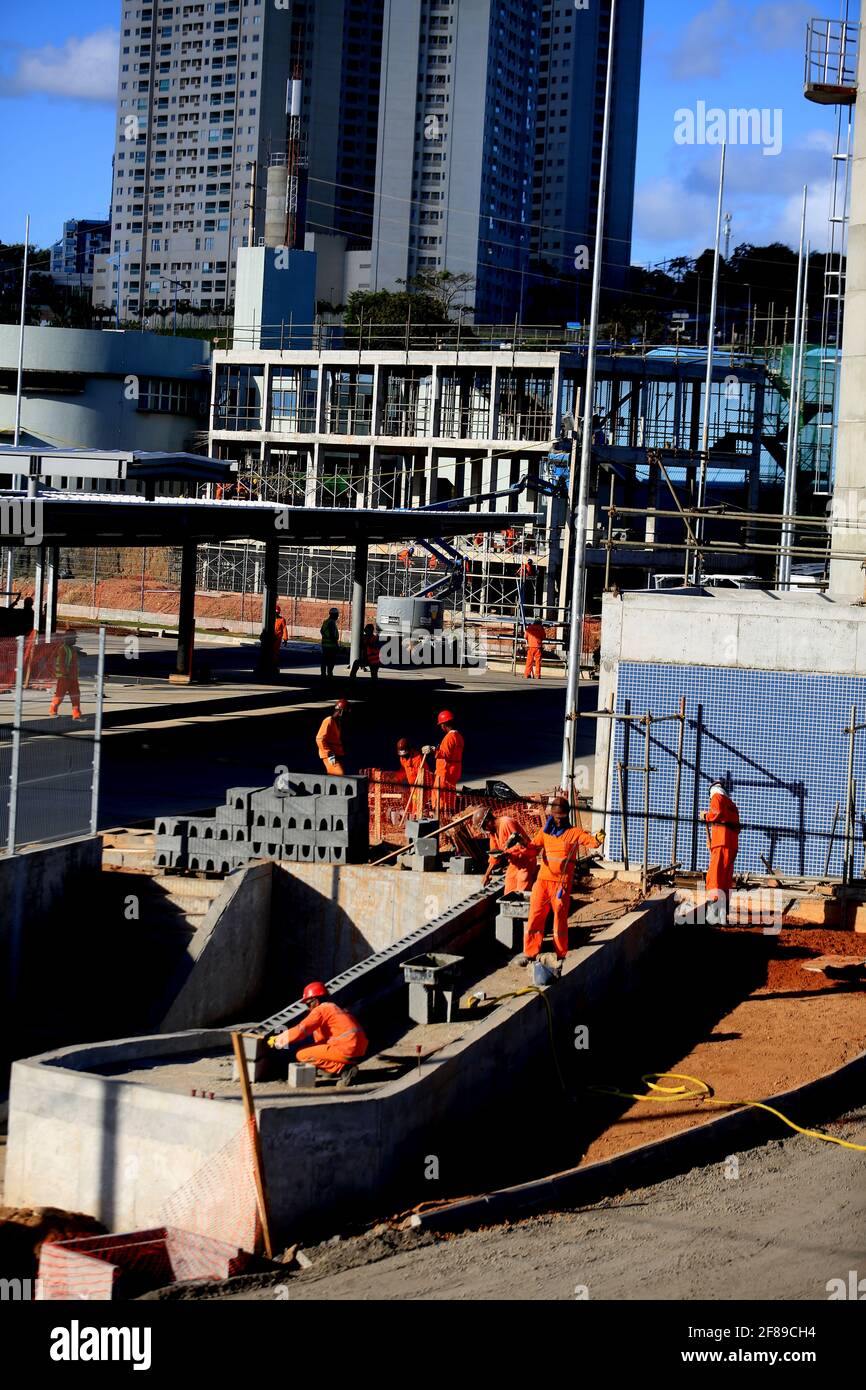 salvador, bahia / brazil - september 15, 2015: workers are seen working ...