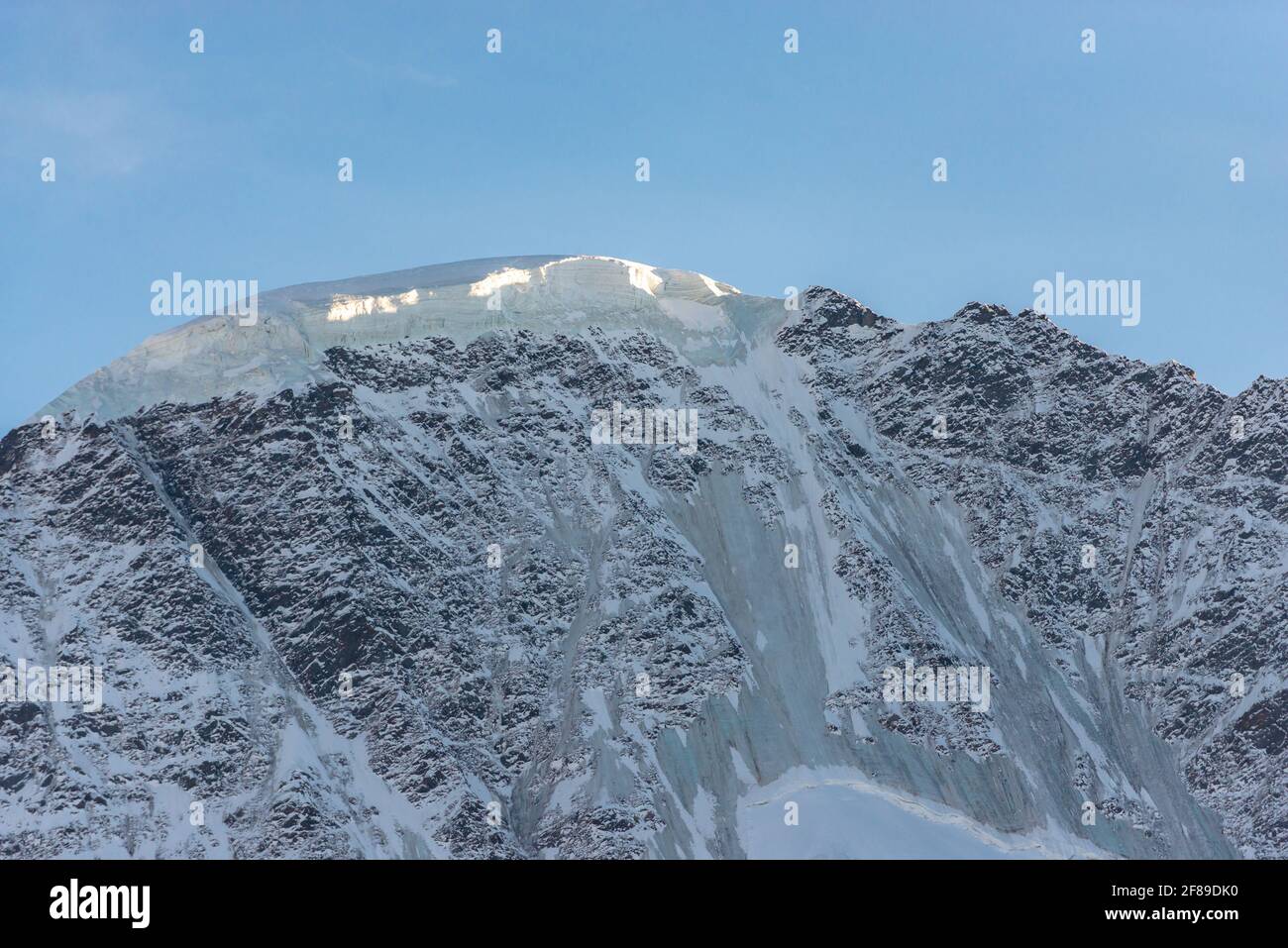 The pass called the Seven, in the Caucasus. Glacier in huge mountains ...