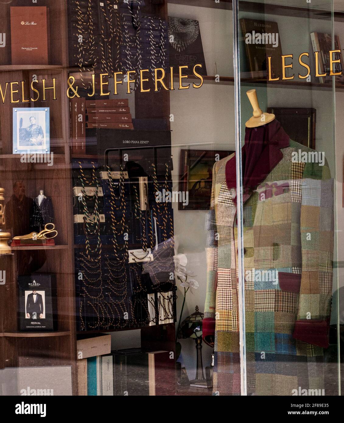 Shop window of Welsh and Jeffries, bespoke men's tailors on Savile Row ...