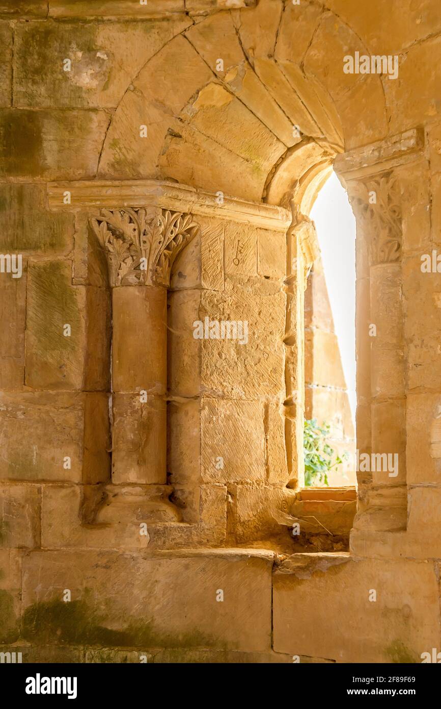 Key-shaped stonework symbol next to a window in the 12th-century ...