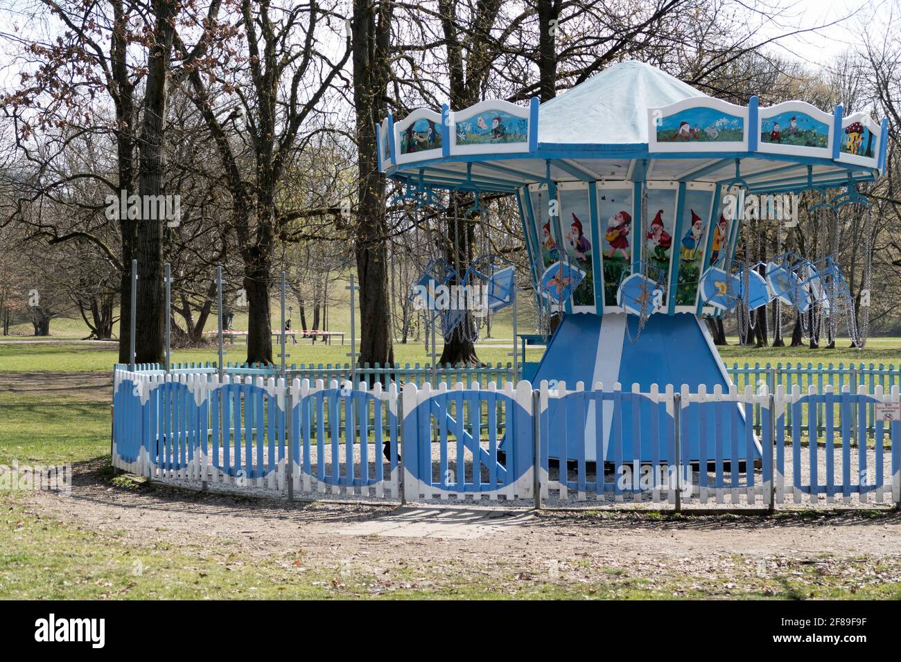Closed carousel in Hirschgarten park in Munich, Germany Stock Photo - Alamy
