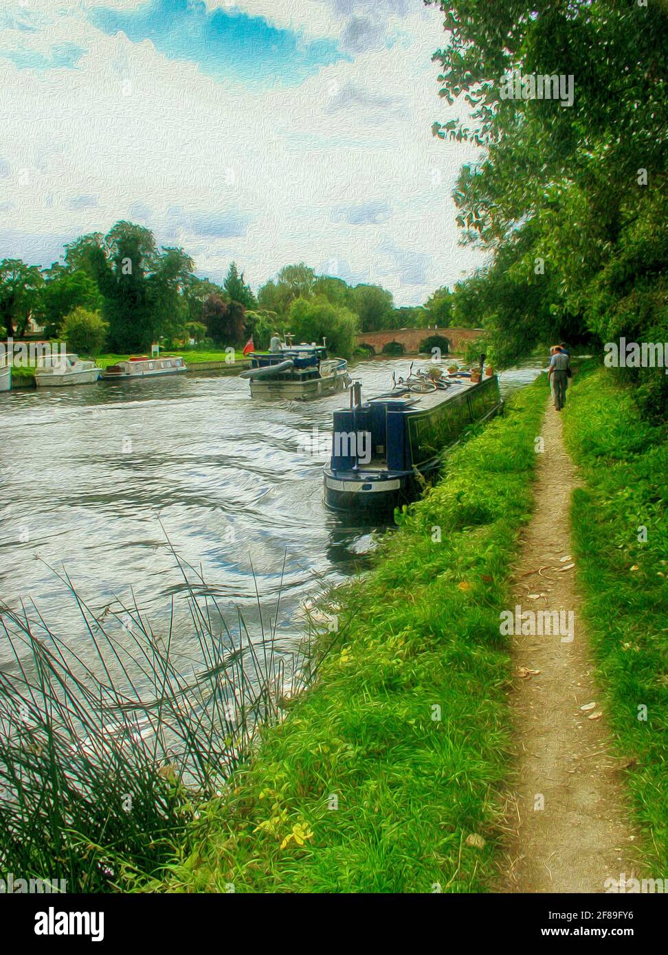 Cruising the Thames near the Sonning Eye with the view of the Sonning ...
