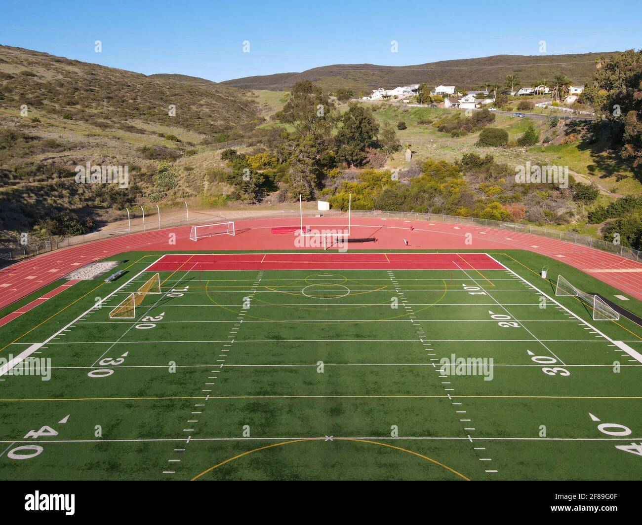 Aerial view of American football field in California, USA Stock Photo ...