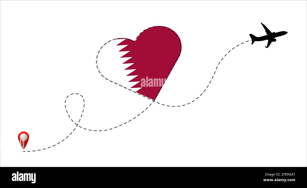 Airplane flight route with the Qatar flag Stock Vector Image & Art - Alamy