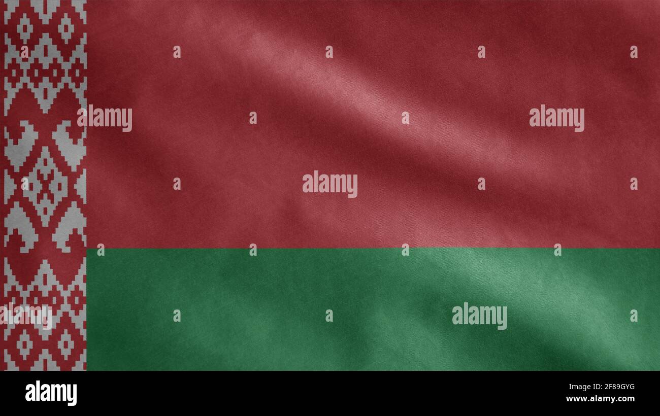 Belarusian flag waving in the wind. Close up of Belarus banner blowing ...