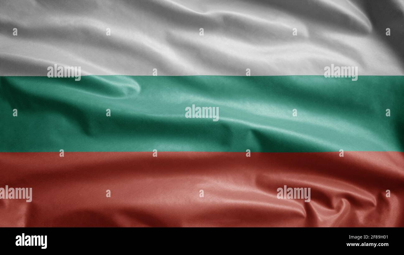 Bulgarian flag waving in the wind. Close up of Bulgaria banner blowing ...