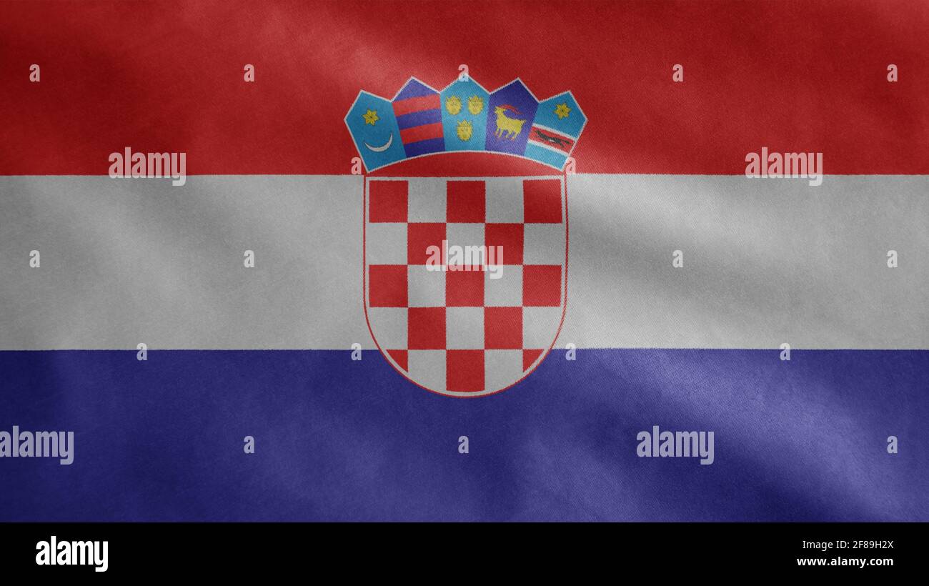 Croatian flag waving in the wind. Close up of Croatia banner blowing ...