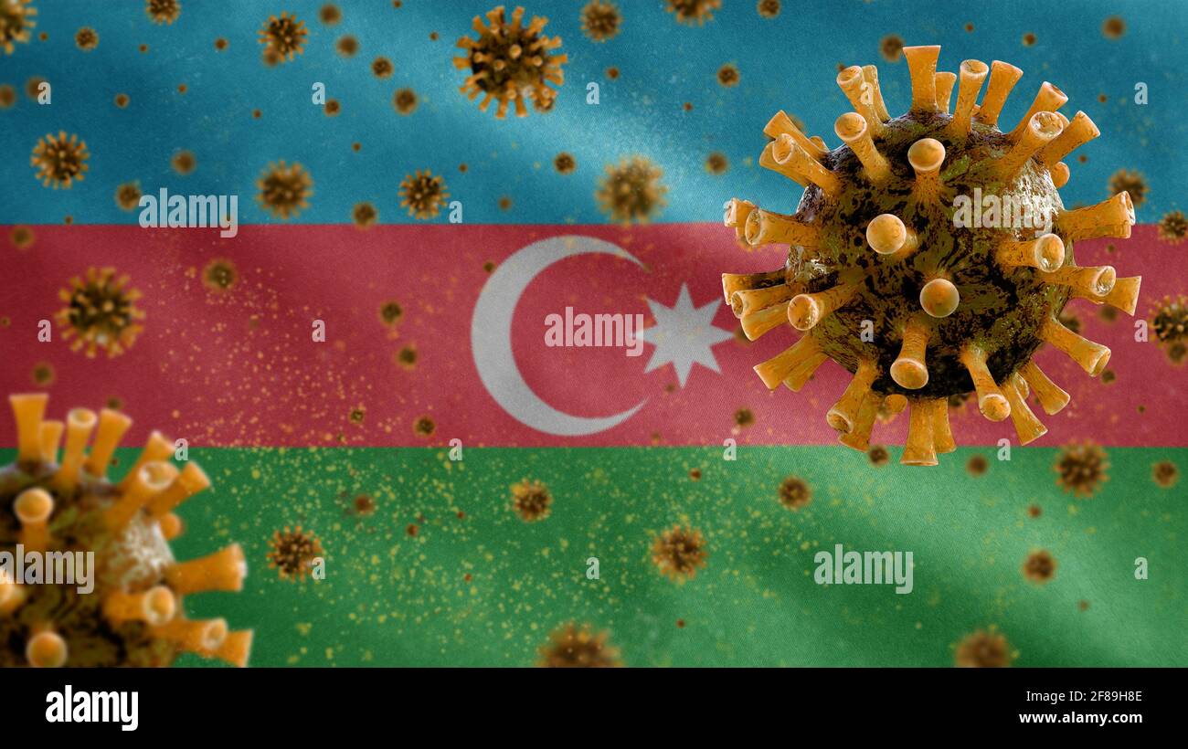 3D, Azerbaijani flag waving with Coronavirus outbreak infecting ...