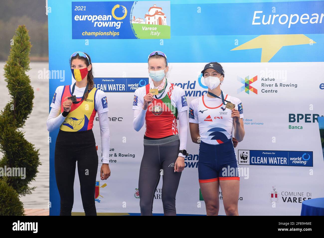 Varese, Italy. 11th Apr, 2021. The podium Lightweight Women's Single ...