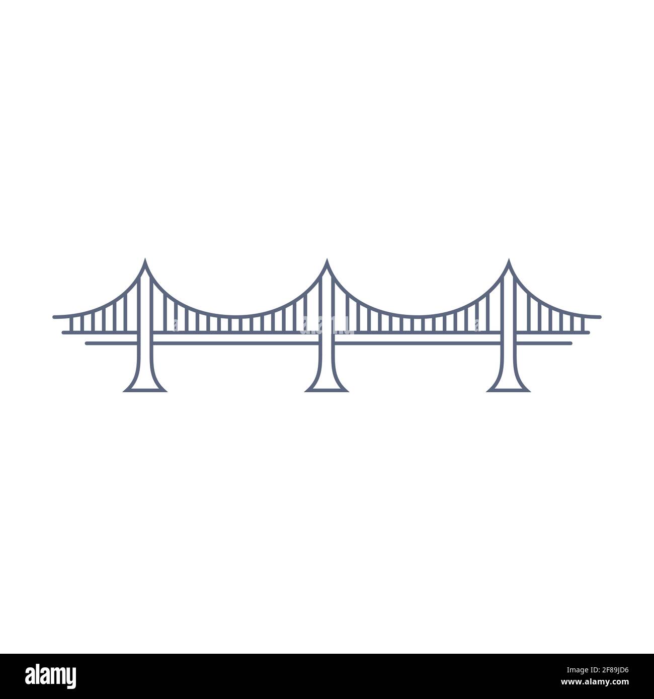 Bridge line vector icon - suspension bridge simple pictogram in linear ...