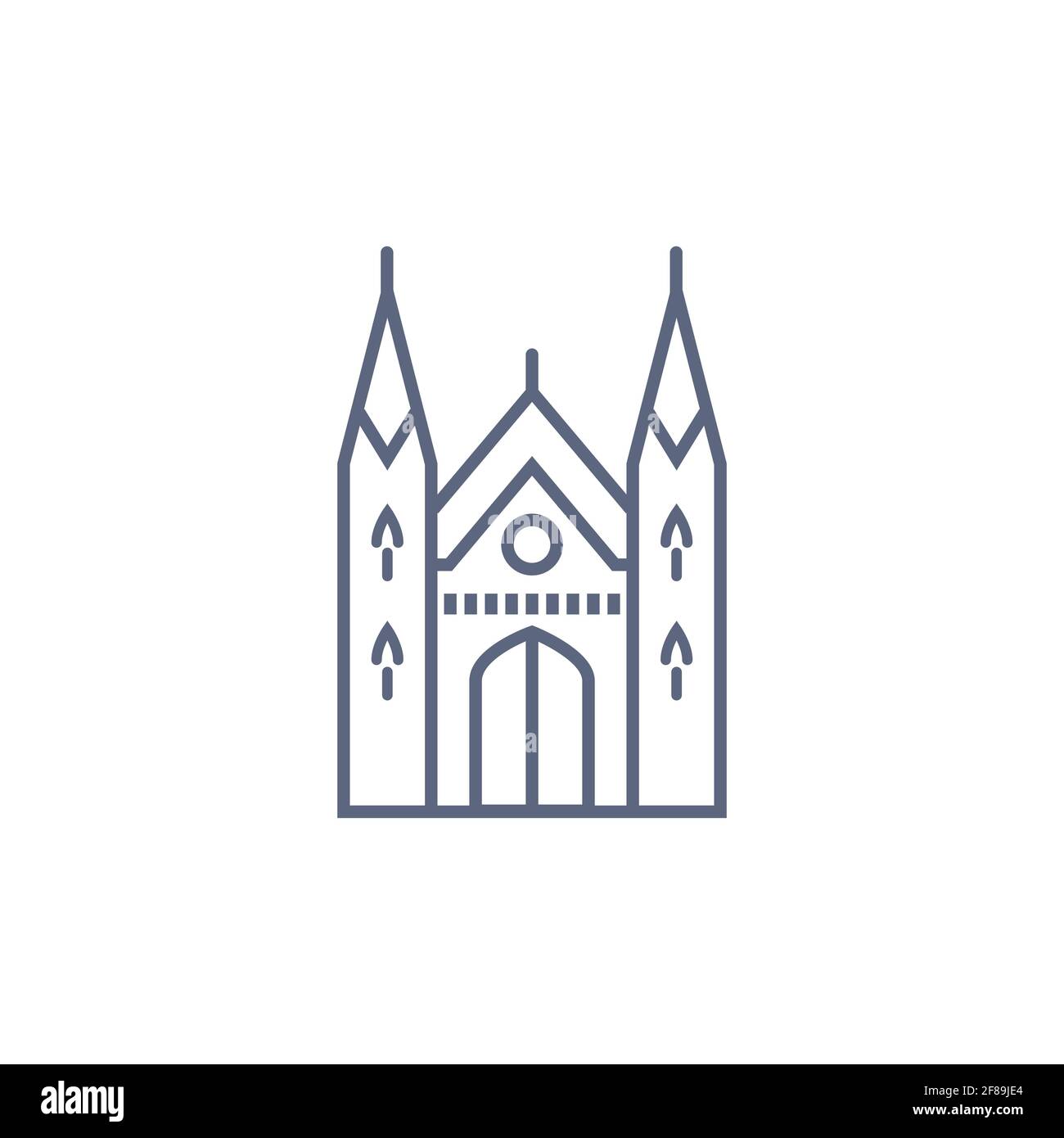 Cathedral line icon - catholic chapel simple linear pictogram on white ...