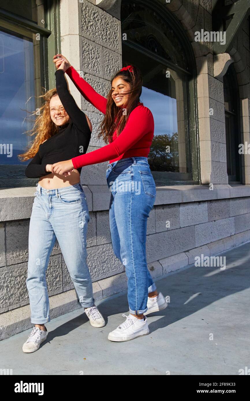 Two girls best friends since kindergarten, reuniting and having a fun ...